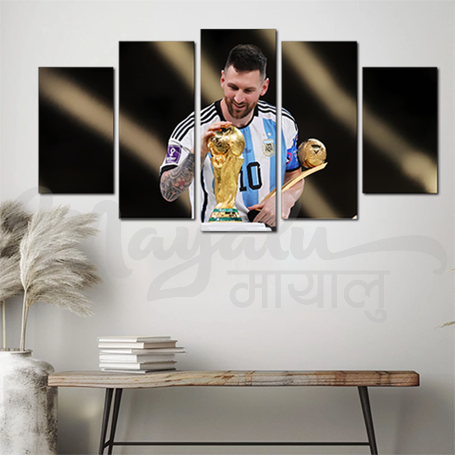 5 Panels Framed Lionel Messi Canvas Printing Picture Art Home Decor ...